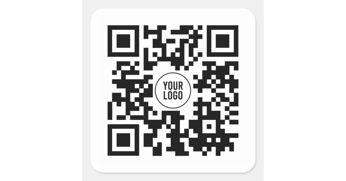 Custom QR Code With Logo Business Square Sticker | Zazzle