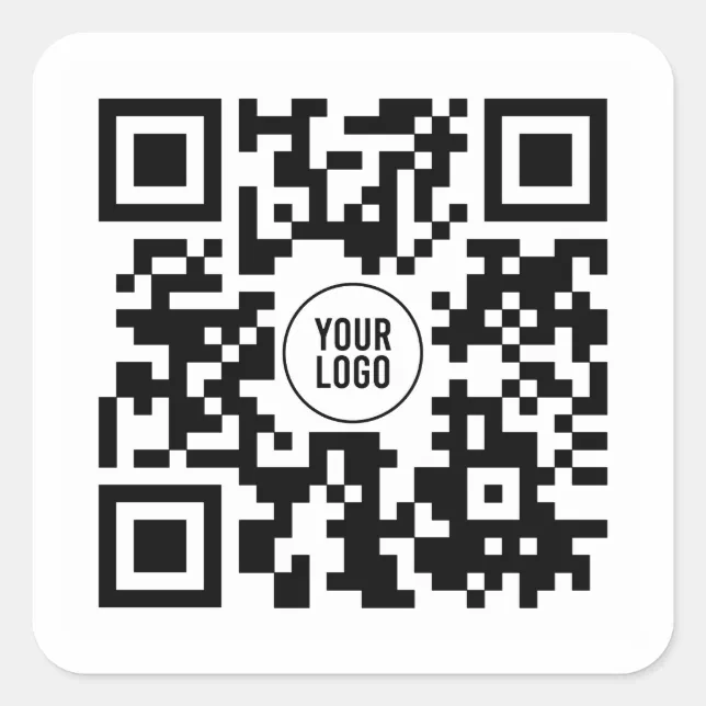 Custom QR Code With Logo Business Square Sticker | Zazzle
