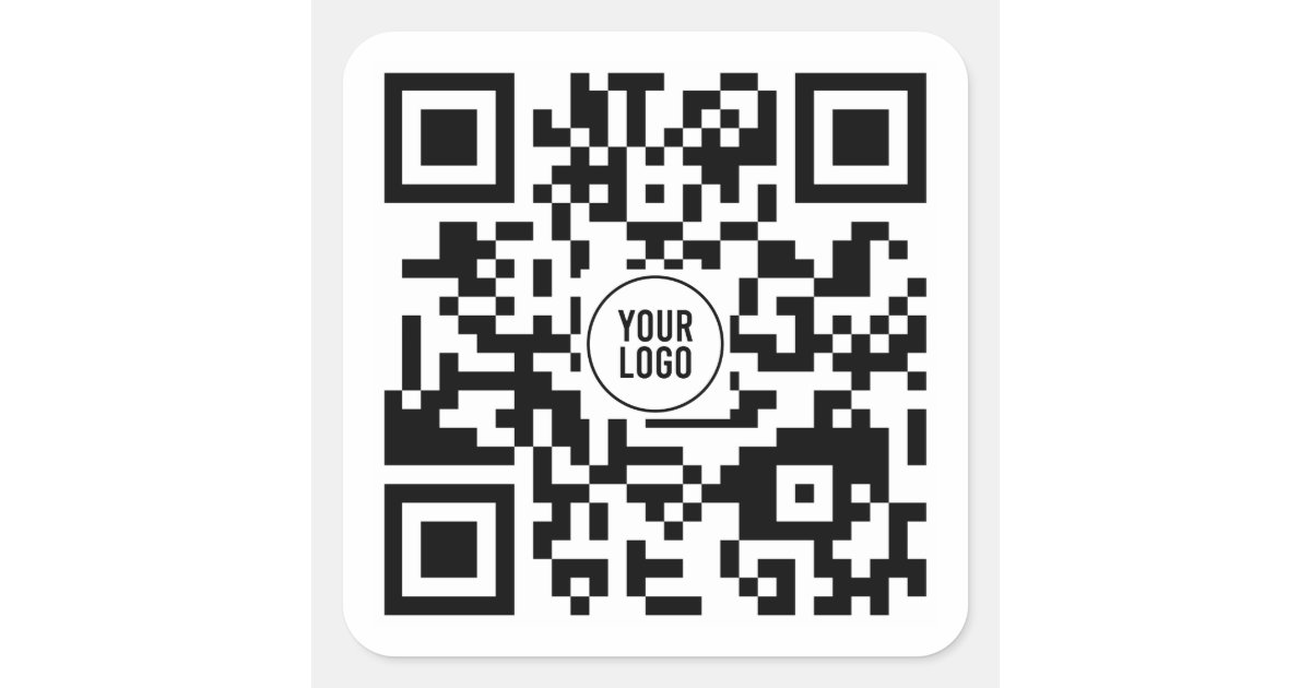 Custom QR Code With Logo Business Square Sticker | Zazzle