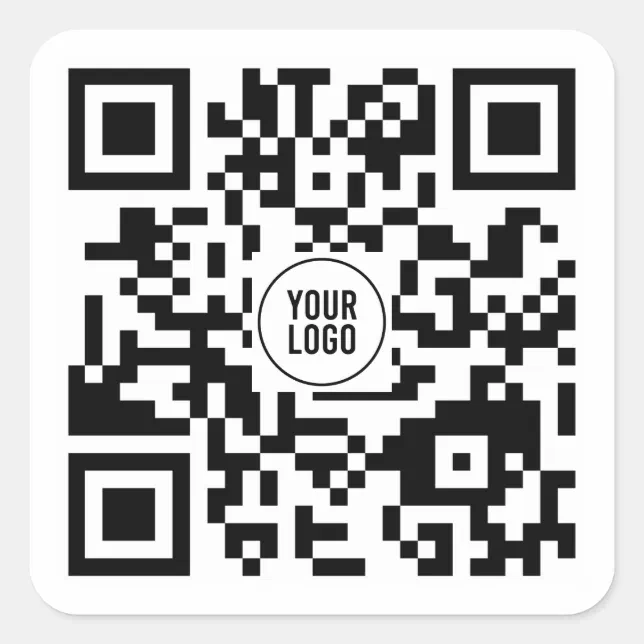 Custom QR Code With Logo Business Square Sticker | Zazzle