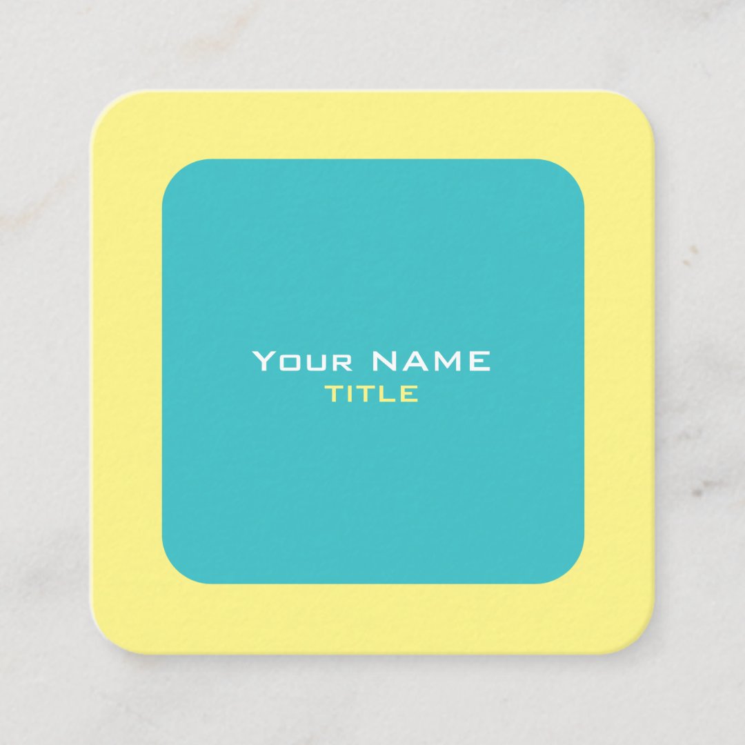 Custom QR Code Yellow and Blue Square Business Card | Zazzle