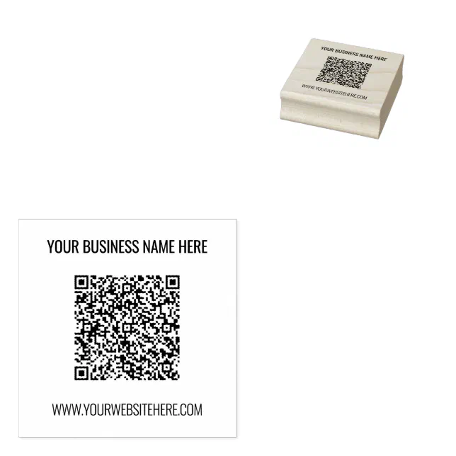 Custom QR Code Your Name Website Rubber Stamp | Zazzle