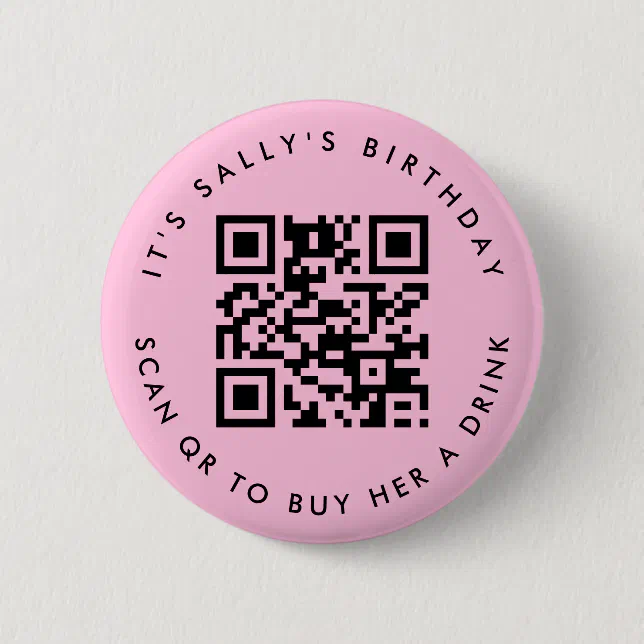 Custom Qr codes Cash App Birthday Pin, Light Pink Button | Zazzle
