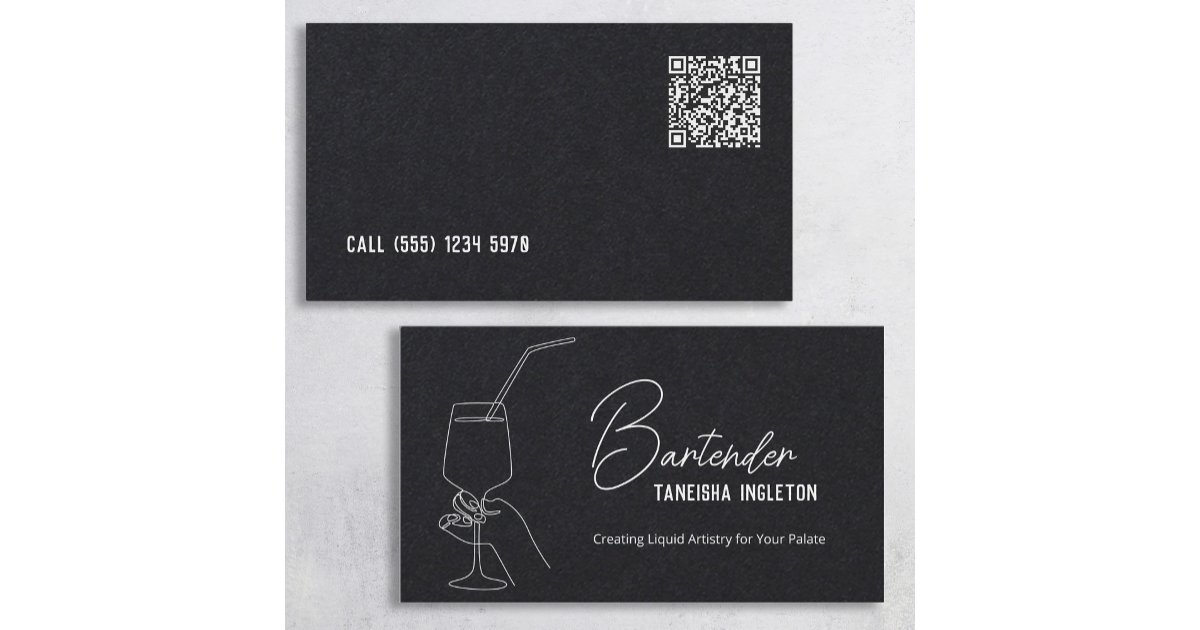Custom QR Premium Bartender Calling Card | Zazzle