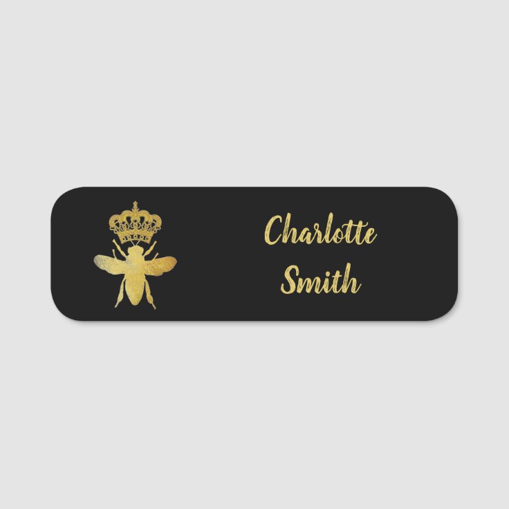 Custom QUEEN BEE Gold Black Badge Pin Magnetic | Zazzle