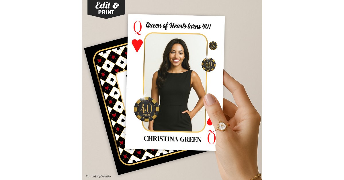 Custom Queen of Hearts Birthday Invite, Casino Invitation | Zazzle