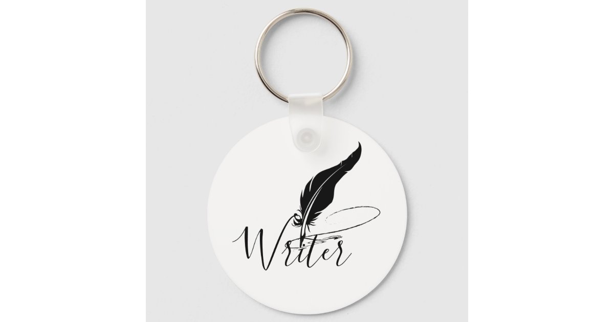 Custom quill pen keychain | Zazzle
