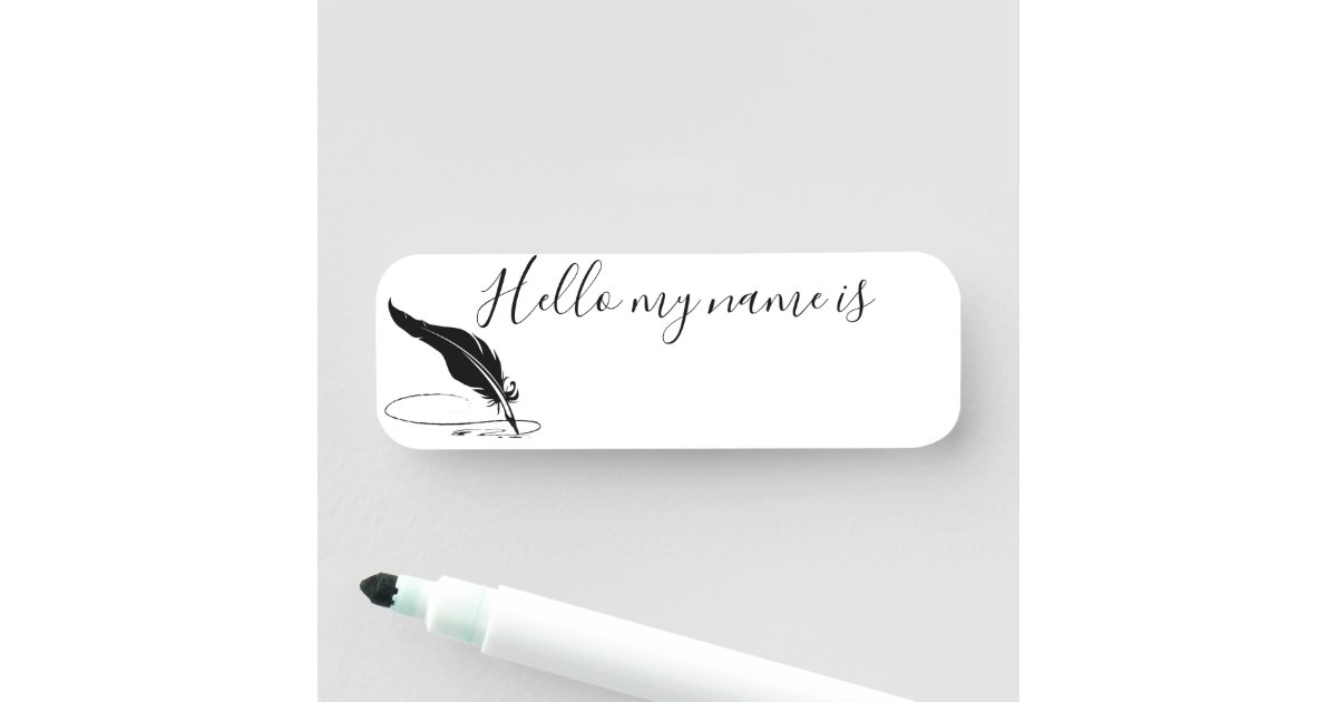 Custom quill pen name tag | Zazzle