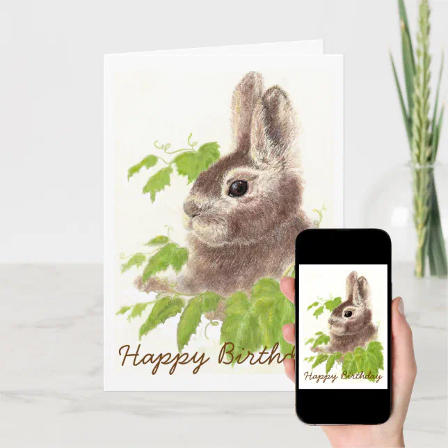 Custom Rabbit Happy Birthday Card | Zazzle
