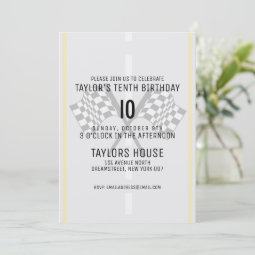 Custom Race Track Checkered Flags Birthday Party Invitation | Zazzle