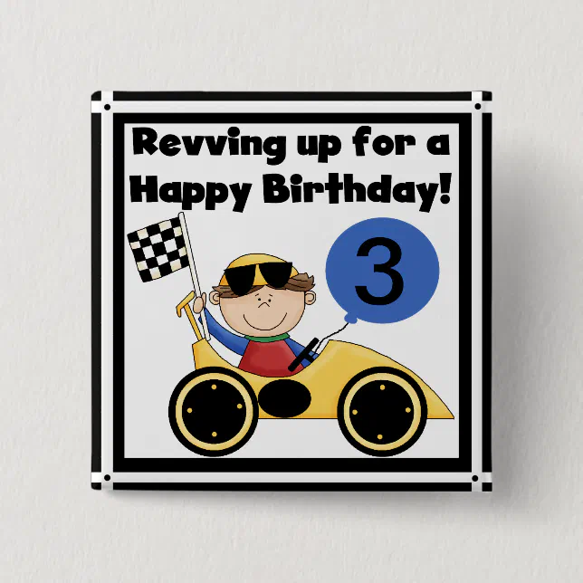 Custom Racing Car Birthday Button | Zazzle