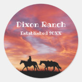 Custom Ranch Cowboy Horse Western Sky Classic Round Sticker | Zazzle
