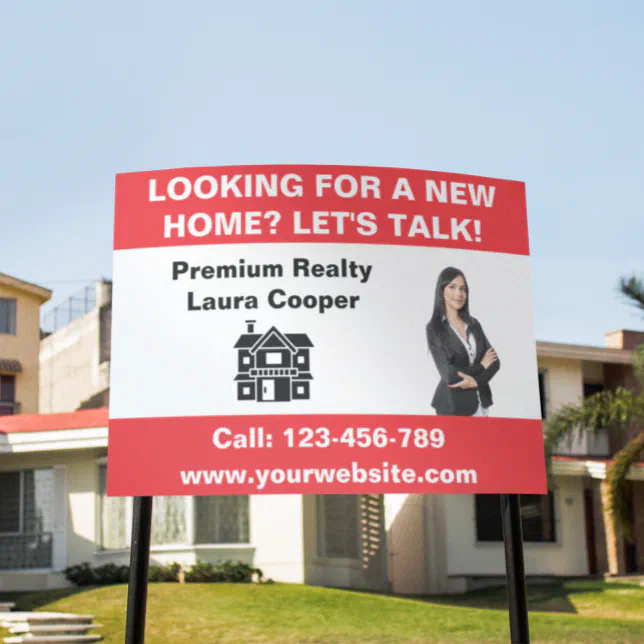 Custom Real Estate Agent Photo Logo Sign | Zazzle
