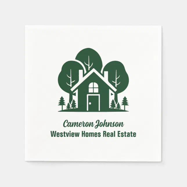 Custom Real Estate Company Forest Open House Napkins | Zazzle