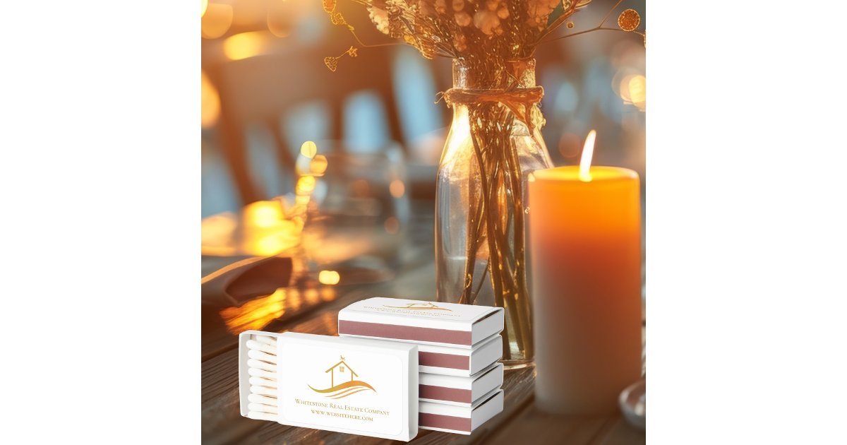Custom Real Estate Company Gold Open House Matchboxes | Zazzle
