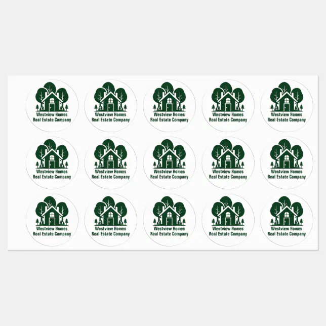 Custom Real Estate Company Green Forest House Labels | Zazzle