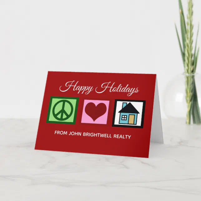 Custom Real Estate Company Happy Holidays Red Holiday Card | Zazzle