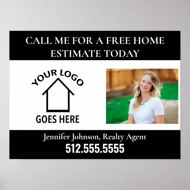 Custom Real Estate Company Logo Realtor Marketing Poster | Zazzle
