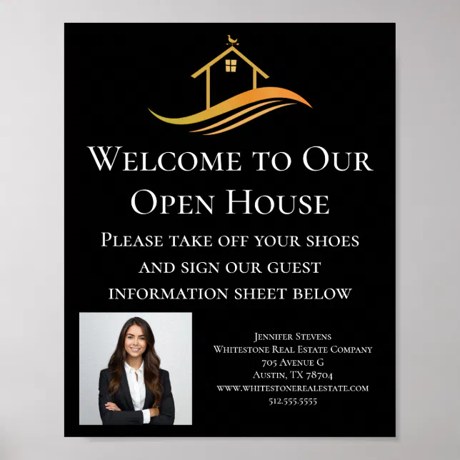 Custom Real Estate Company Open House Welcome Poster | Zazzle