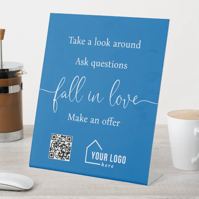 Custom Real Estate QR Code Logo Open House Pedestal Sign | Zazzle