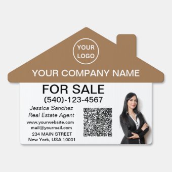 Custom Realtor Estate Agent For Sale QR Code Photo Sign | Zazzle