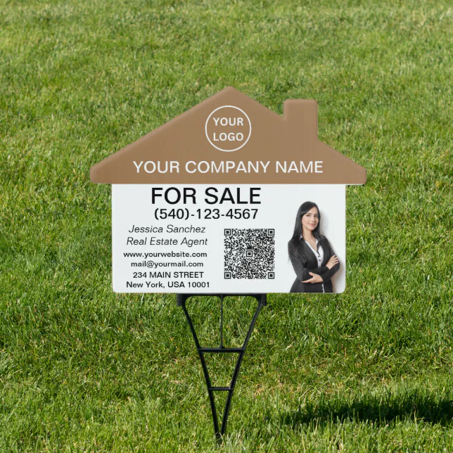 Custom Realtor Estate Agent For Sale QR Code Photo Sign | Zazzle