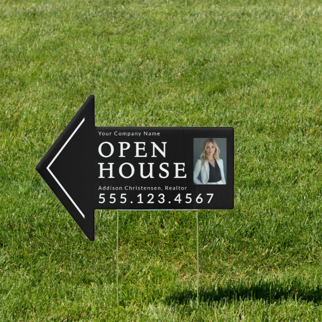 Custom Realtor Open House Arrow Yard Sign | Zazzle