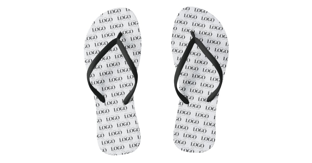 Custom Rectangle Business Company Logo Pattern Flip Flops | Zazzle