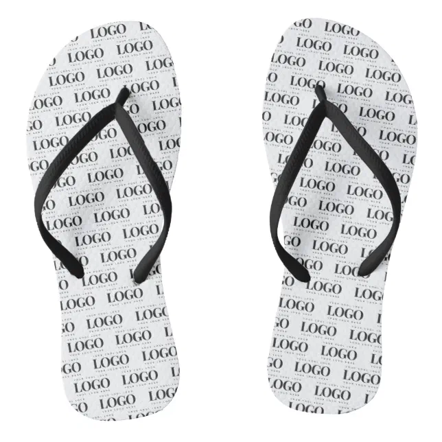 Custom Rectangle Business Company Logo Pattern Flip Flops | Zazzle