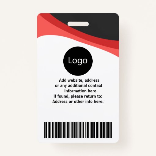 custom red and black company employee Photo, Logo Badge | Zazzle