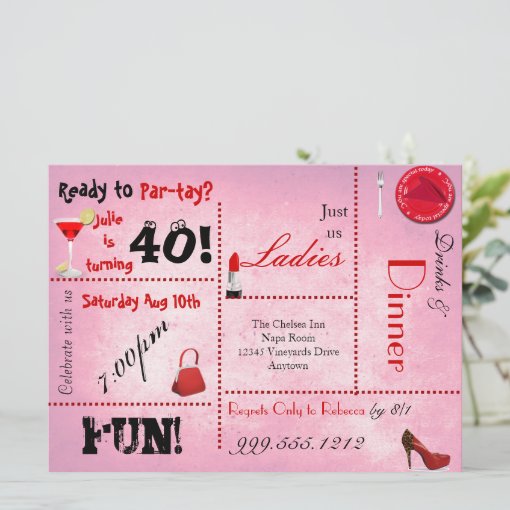 Custom Red and Pink Birthday Party Invites | Zazzle