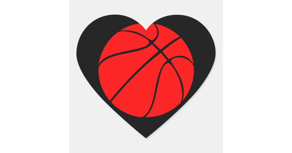 Custom Red Basketball Heart Scrapbook Stickers | Zazzle