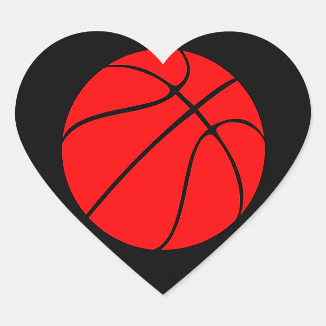 Custom Red Basketball Heart Scrapbook Stickers | Zazzle
