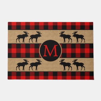 Custom Red Black Buffalo Check Plaid Pattern Doormat | Zazzle