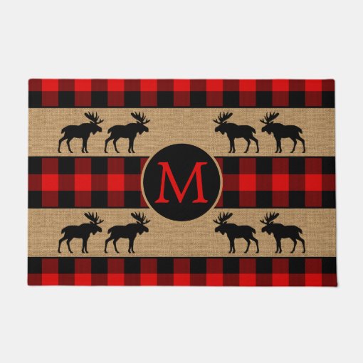 Custom Red Black Buffalo Check Plaid Pattern Doormat | Zazzle