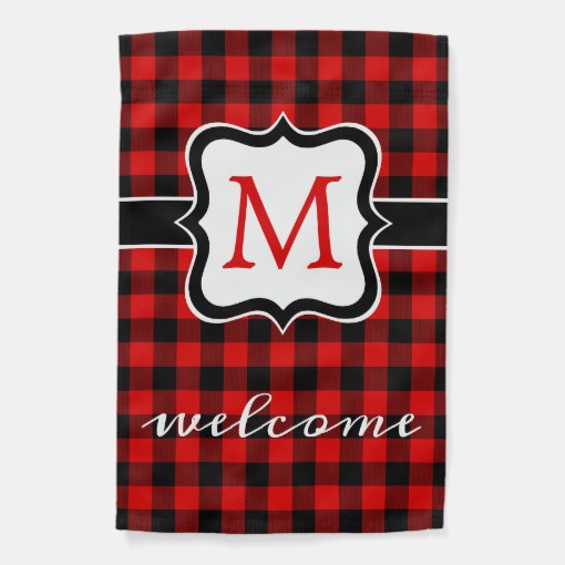 Custom Red Black Buffalo Check Plaid Pattern Garden Flag | Zazzle