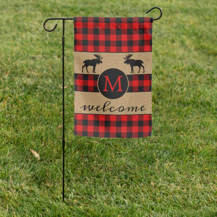Custom Red Black Buffalo Check Plaid Pattern Garden Flag | Zazzle