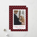 Custom Red Buffalo Plaid Photo Holiday Cards | Zazzle