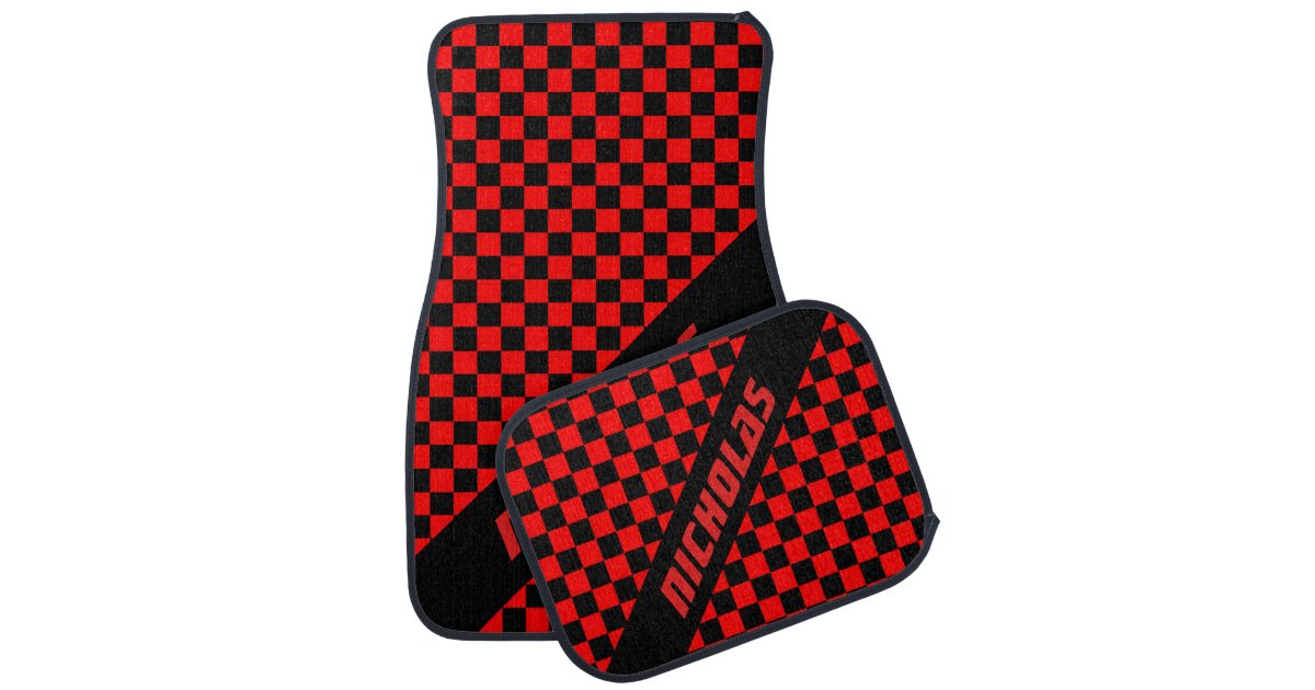 Custom Red Checkered Pattern Car Floor Mat | Zazzle