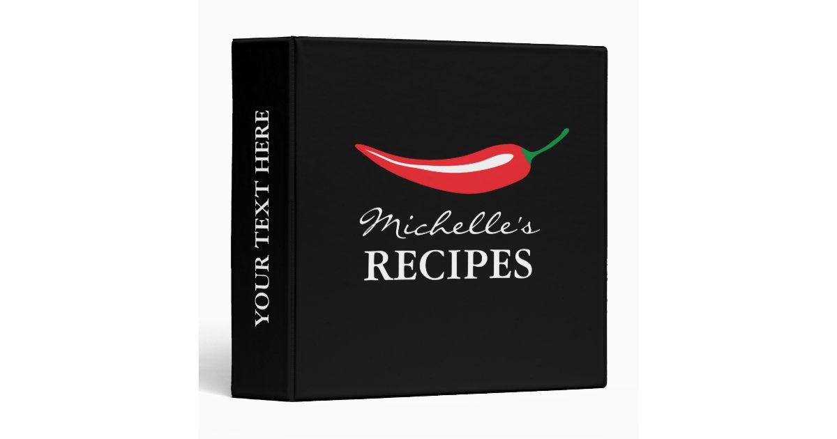 Custom red chili pepper kitchen recipe binder book | Zazzle