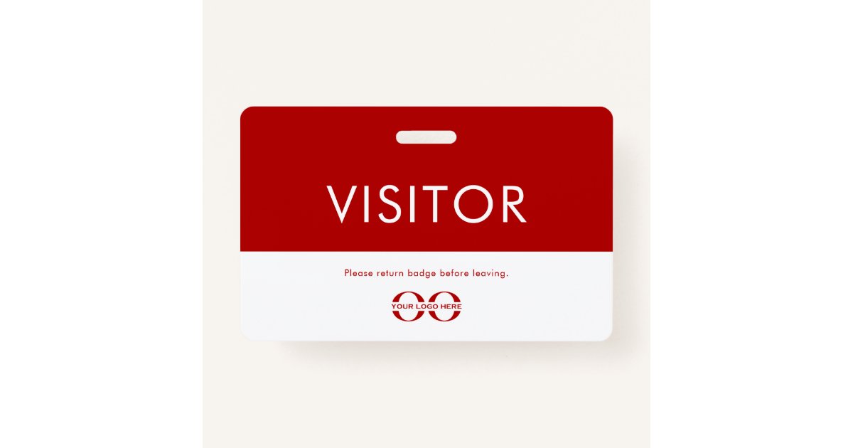 Custom Red Company Logo Visitor Badge | Zazzle