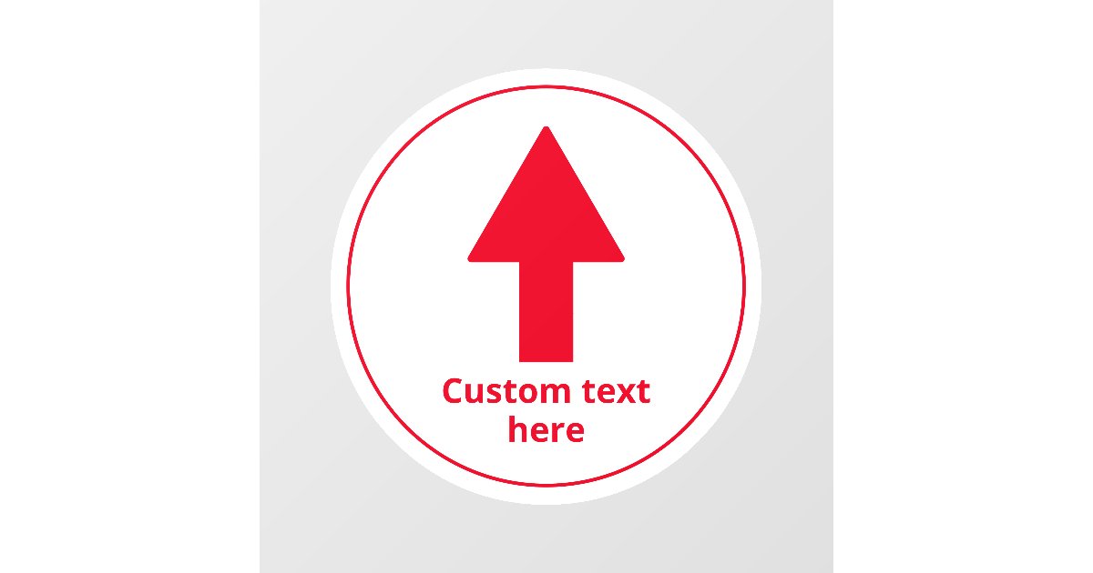 Custom red direction sign arrow promo Floor Decal | Zazzle