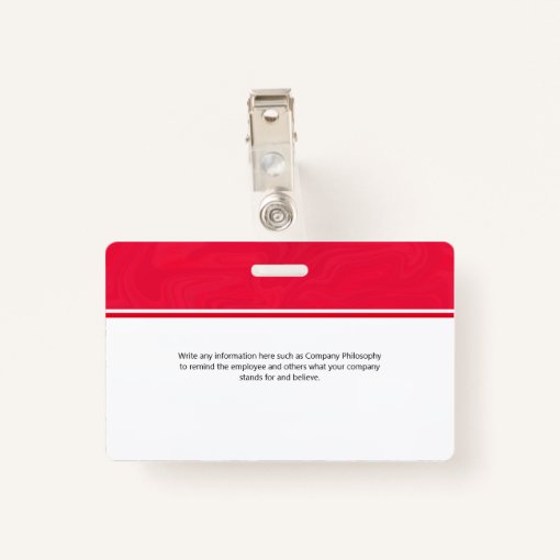 Custom Red Employee ID Identification Photo Bar Badge | Zazzle