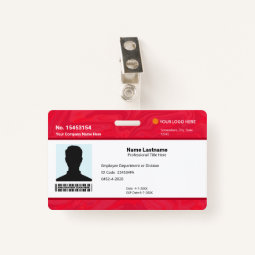 Custom Red Employee ID Identification Photo Bar Badge | Zazzle