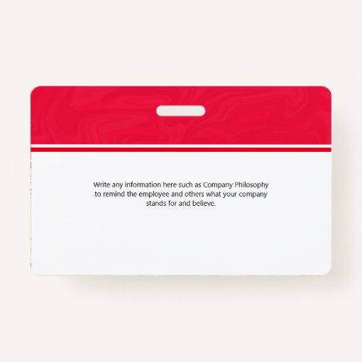 Custom Red Employee ID Identification Photo Bar Badge | Zazzle