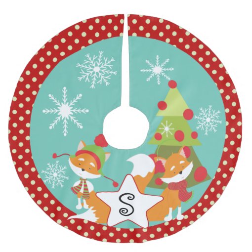 Custom Red Fox Christmas Holiday Tree Skirt 2 | Zazzle