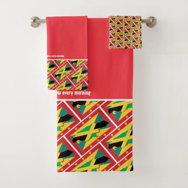 Custom Red GRENADA JAMAICA FLAG Bath Towel Set | Zazzle
