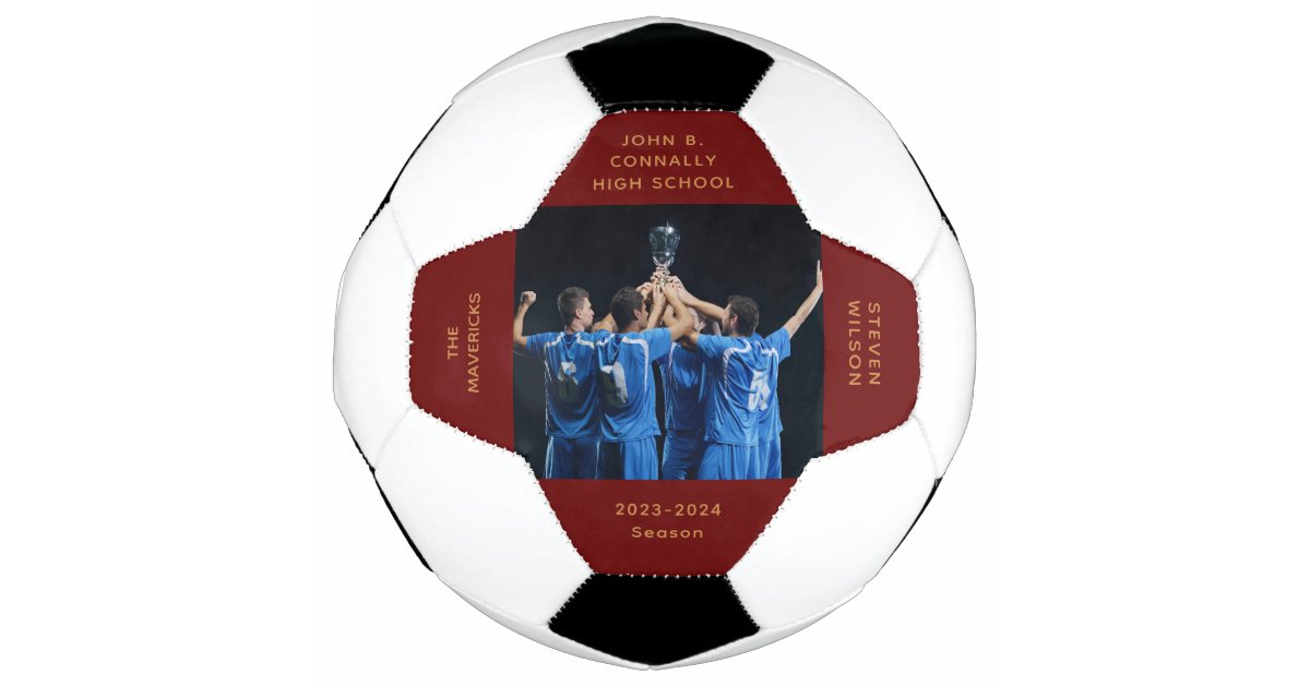 Custom Red High School Senior Photo Graduation Soccer Ball | Zazzle