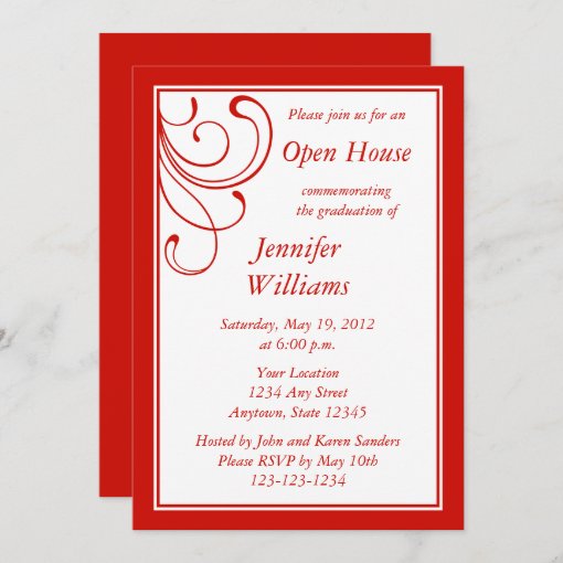Custom Red Invitation - Elegant Flourish | Zazzle
