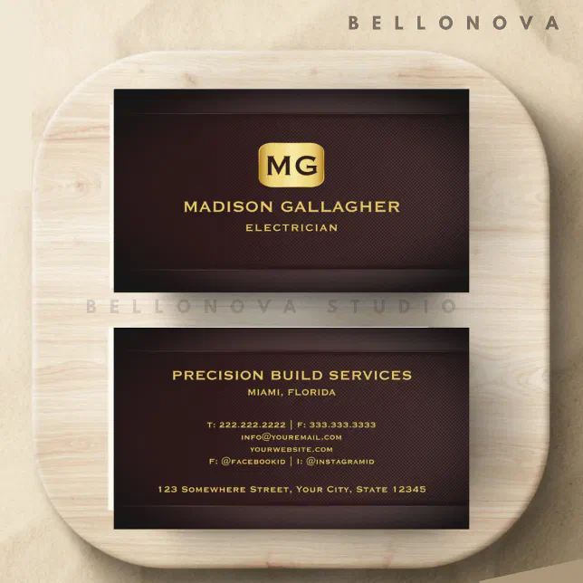 Custom Red Maroon Gold Construction Professional Business Card | Zazzle